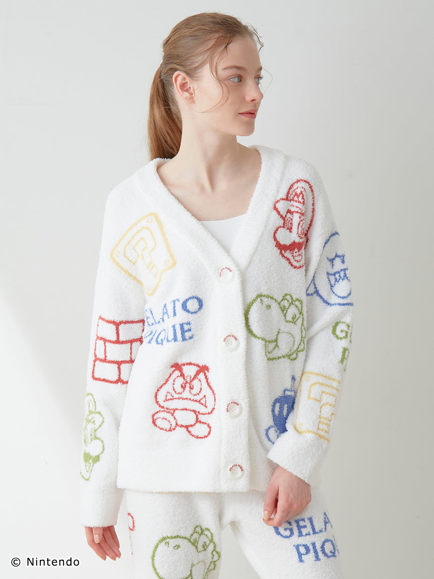 Super Mario Women's Baby Moco Character Jacquard Cardigan